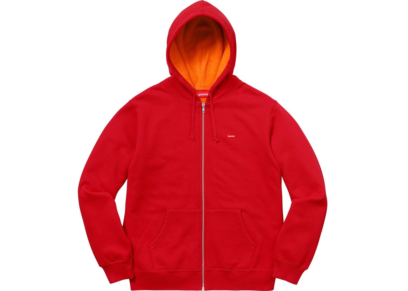 Supreme Contrast Zip Up Hooded Sweatshirt Red Spring Summer 2018