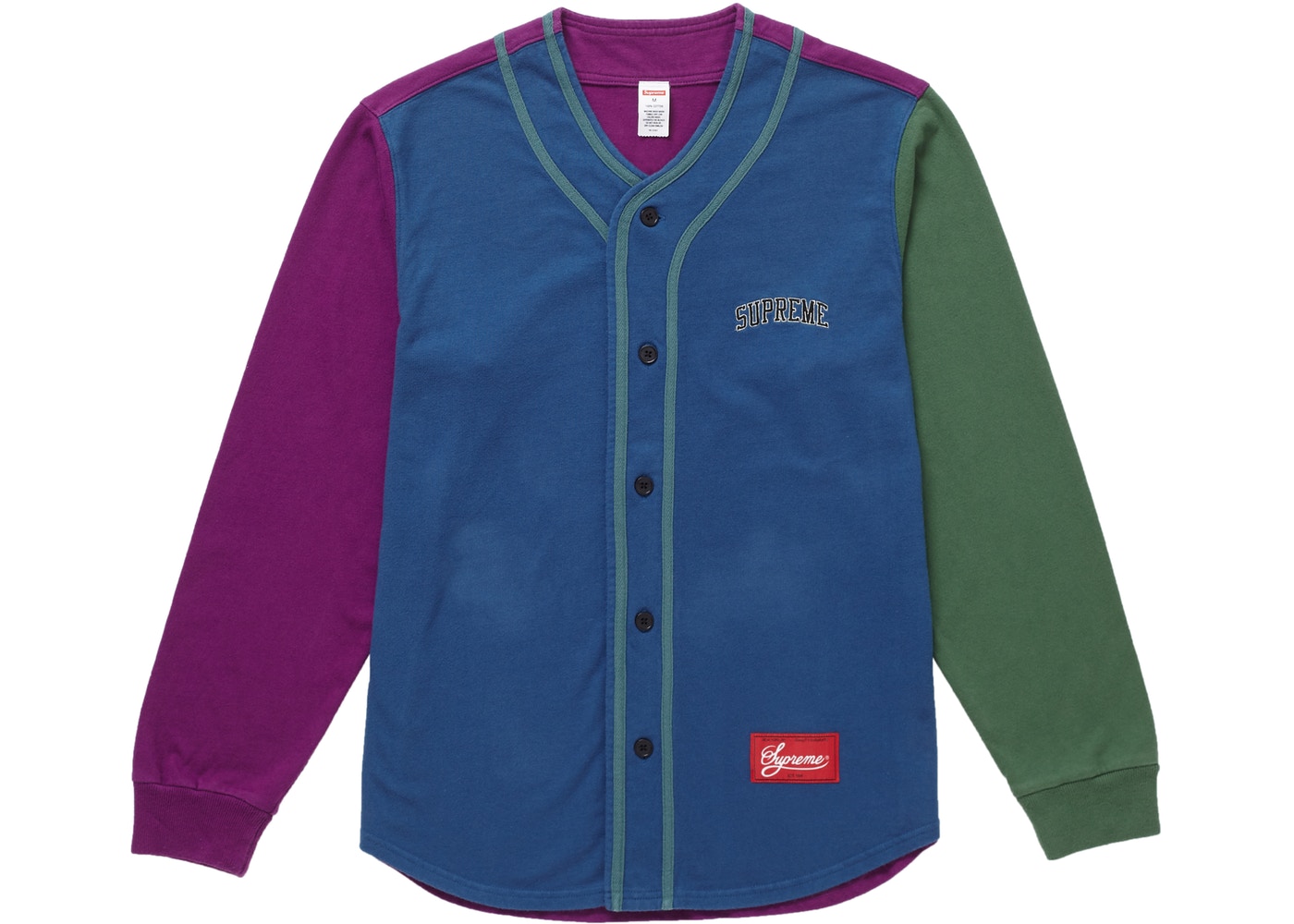 Supreme Color Blocked Baseball Top Navy Fall/Winter 2018